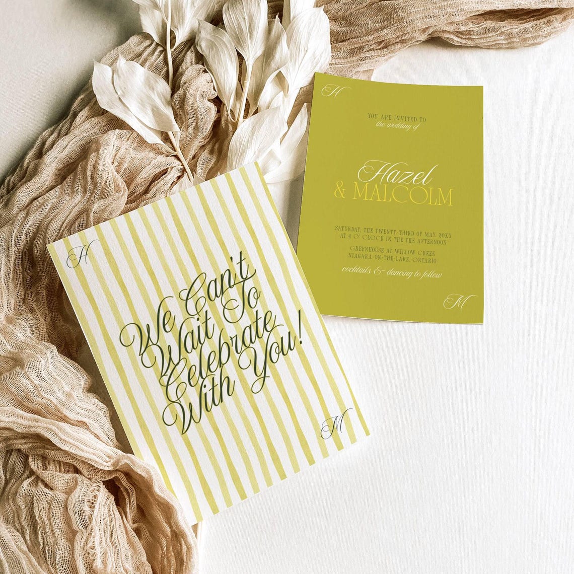 Retro Striped Wedding Invite, Island Citrus Invitation Template, Modern ...