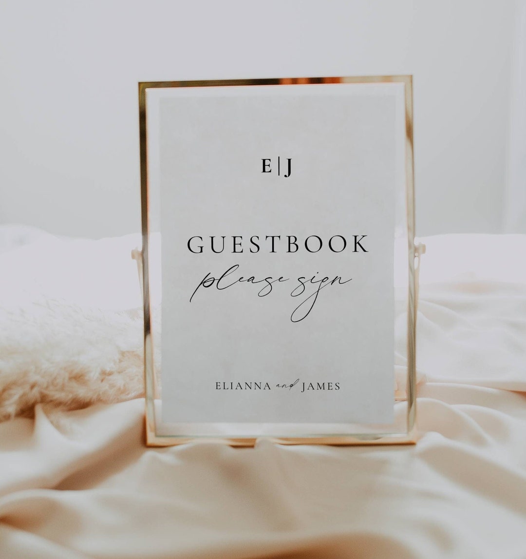 Wedding Guestbook Sign Monogram, Reception Sign Guest Book Template ...