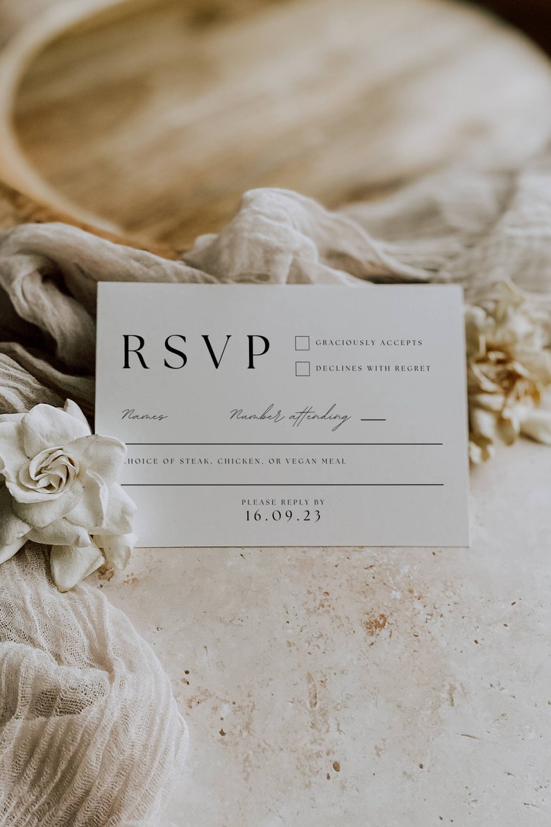 Wedding RSVP Card Template | Modern Wedding RSVP Insert Cards | Classic ...