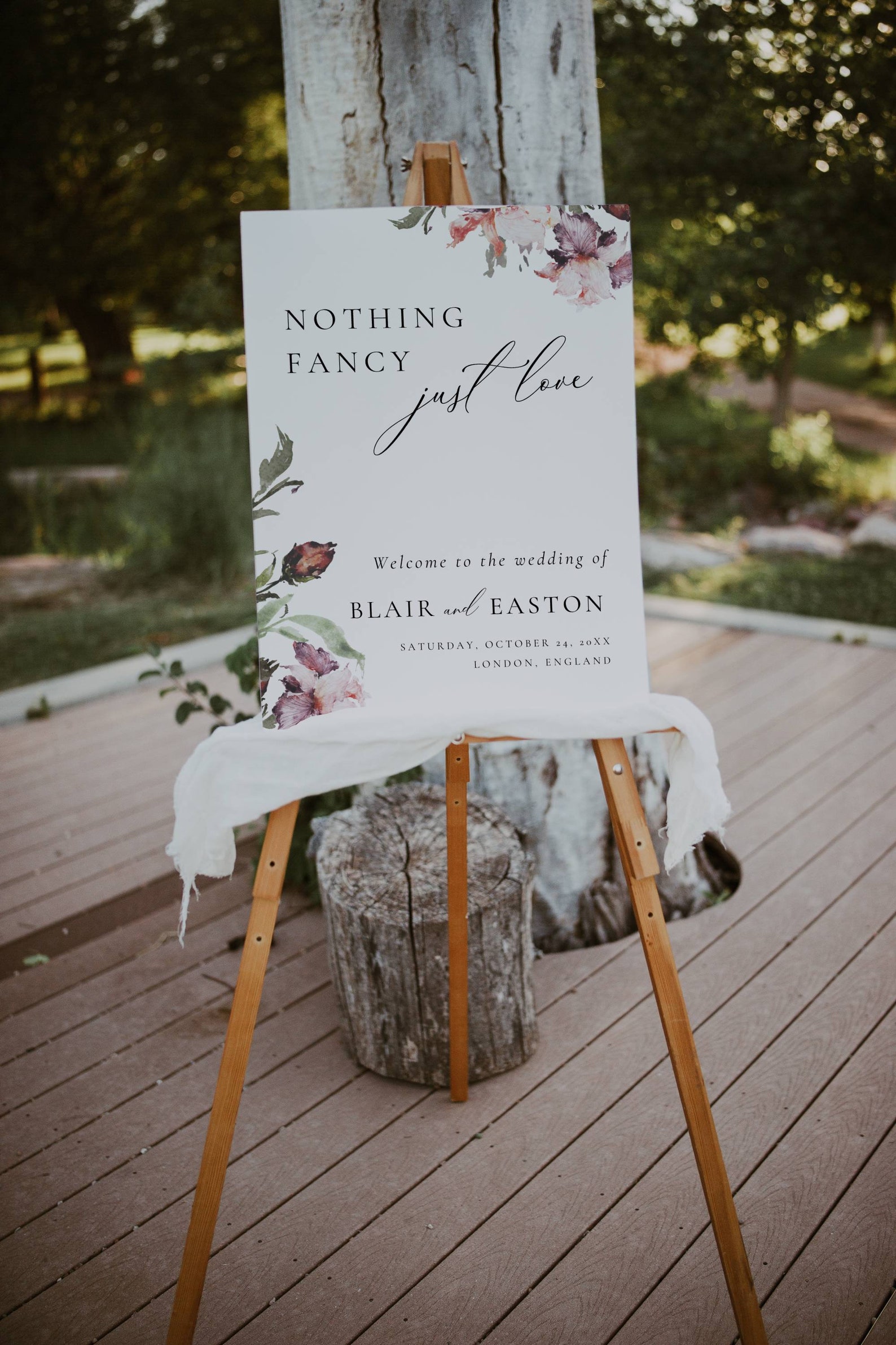 Nothing Fancy Just Love Sign, Floral Wedding Welcome Sign Template ...