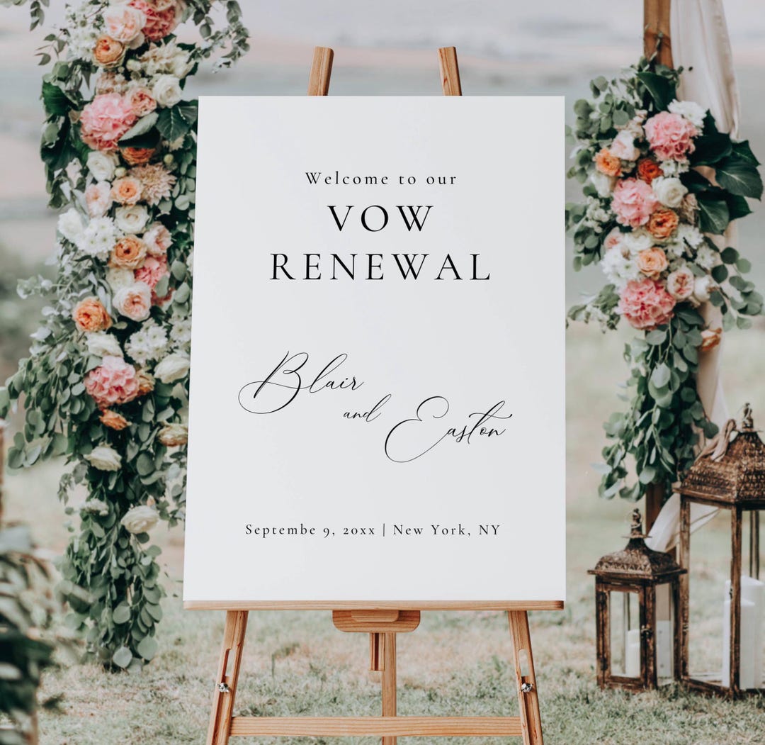 Vow Renewal Welcome Sign, Wedding Anniversary Welcome Signage Template ...
