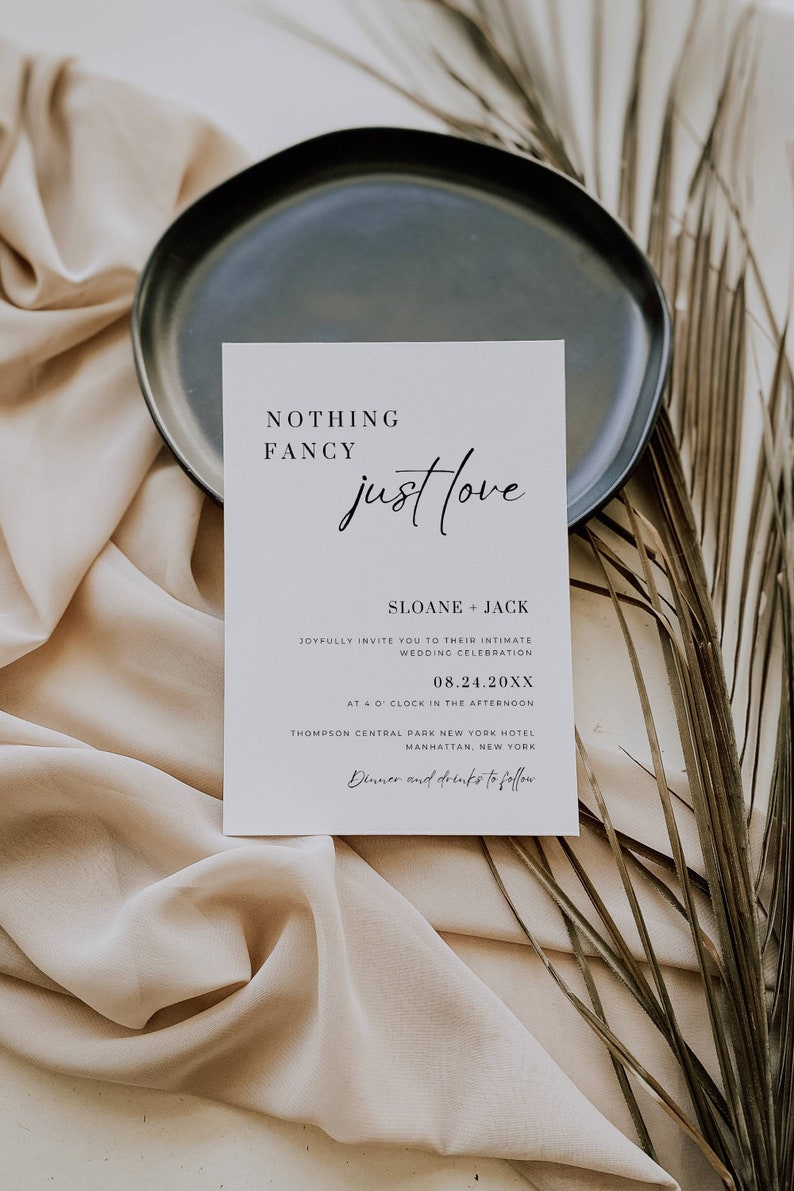 Intimate Wedding Invitation Template Minimal Small Ceremony - Etsy