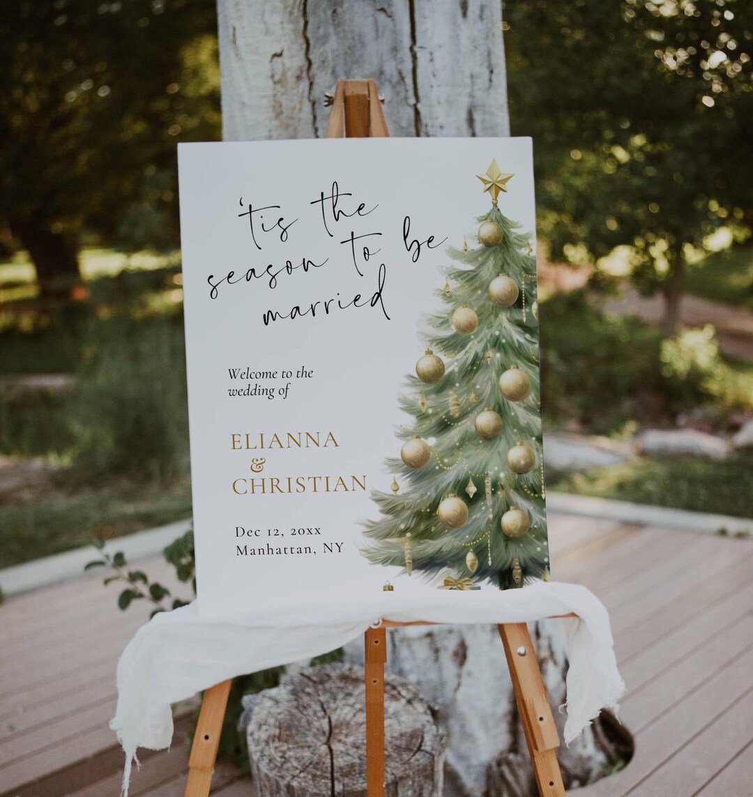 Tis the Season to Be Married Welcome Sign, Christmas Wedding Welcome ...