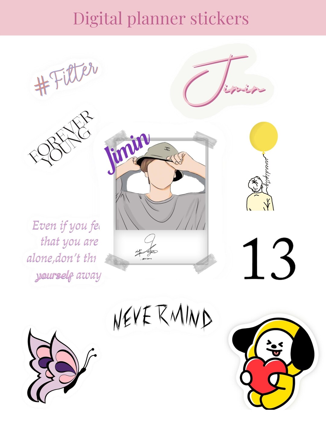 Jimin Digital Planner Stickers - Etsy