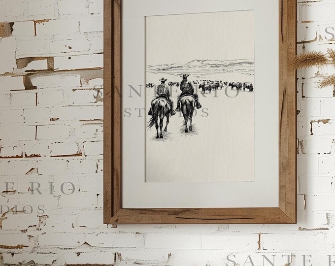Wranglers on the Range / Western Wall Art, Desert Landscape Print ...
