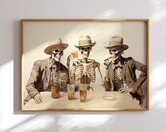 Bony Bandit / Retro Skeleton Cowboy Art, Western Wall Art, Cowboy Retro ...