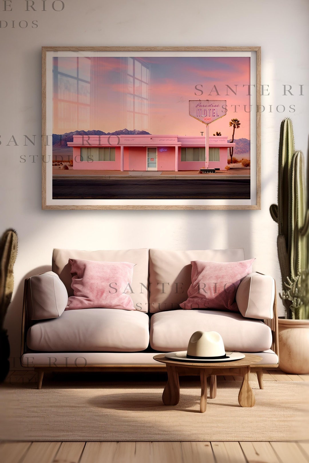 Retro Pink Paradise Motel Art Print: Vintage Western Decor - Etsy