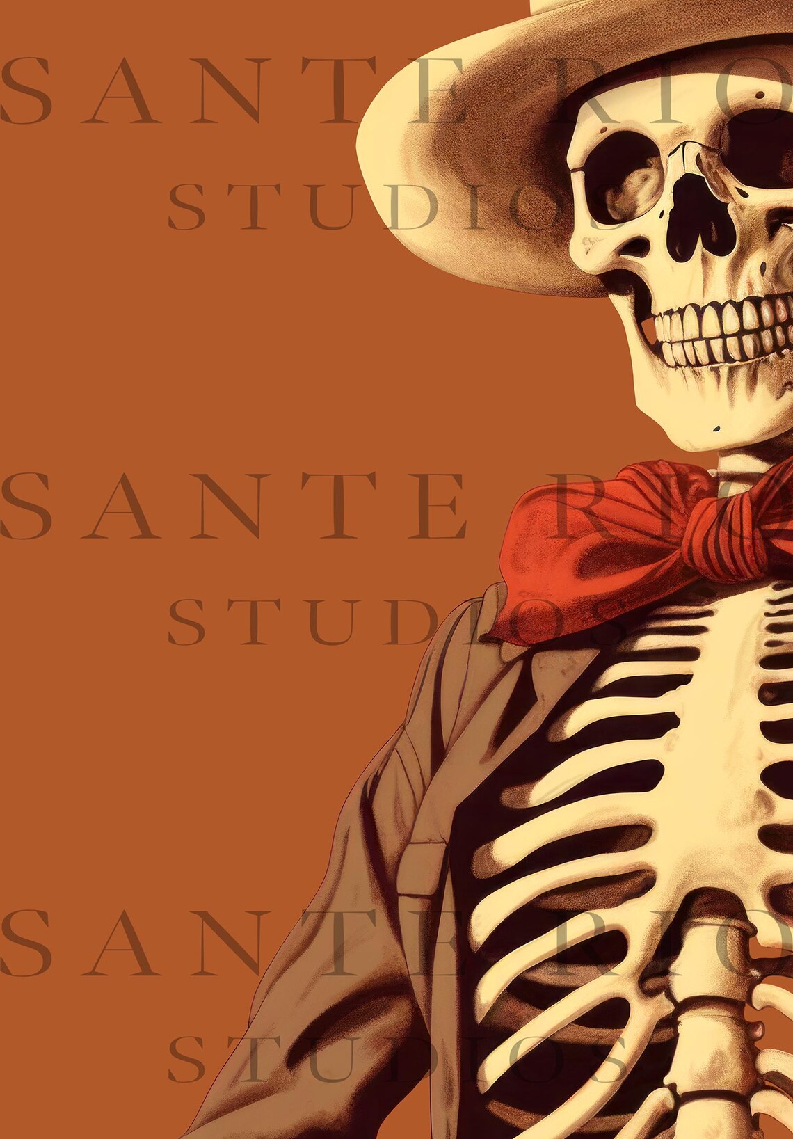 Bony Bandit: Retro Skeleton Cowboy Art Print, Southwestern Eclectic ...