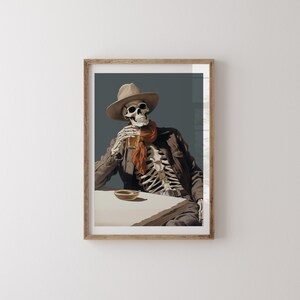 Dead Man's Drink / Retro Skeleton Cowboy Art, Western Wall Art, Cowboy ...