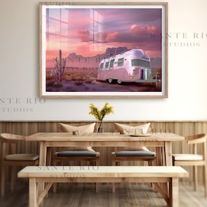 Pink Desert Airstream Art Print / Western Wall Art, Vintage Home Decor ...