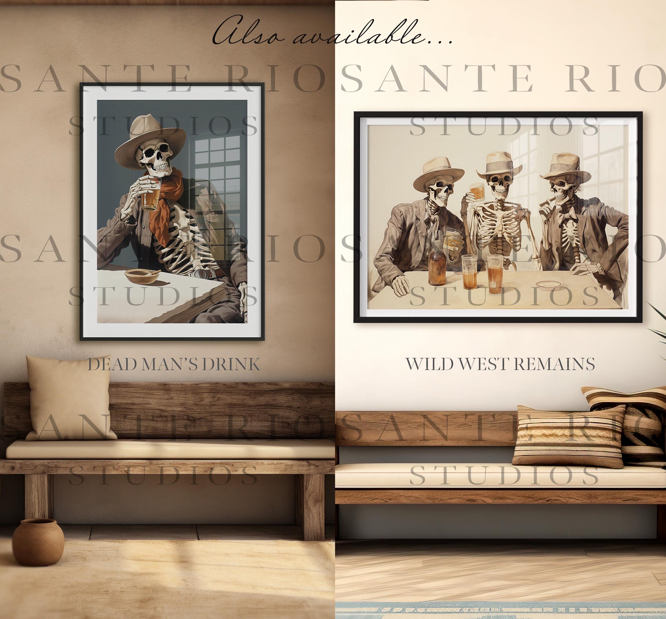 Bony Bandit: Retro Skeleton Cowboy Art Print, Southwestern Eclectic ...