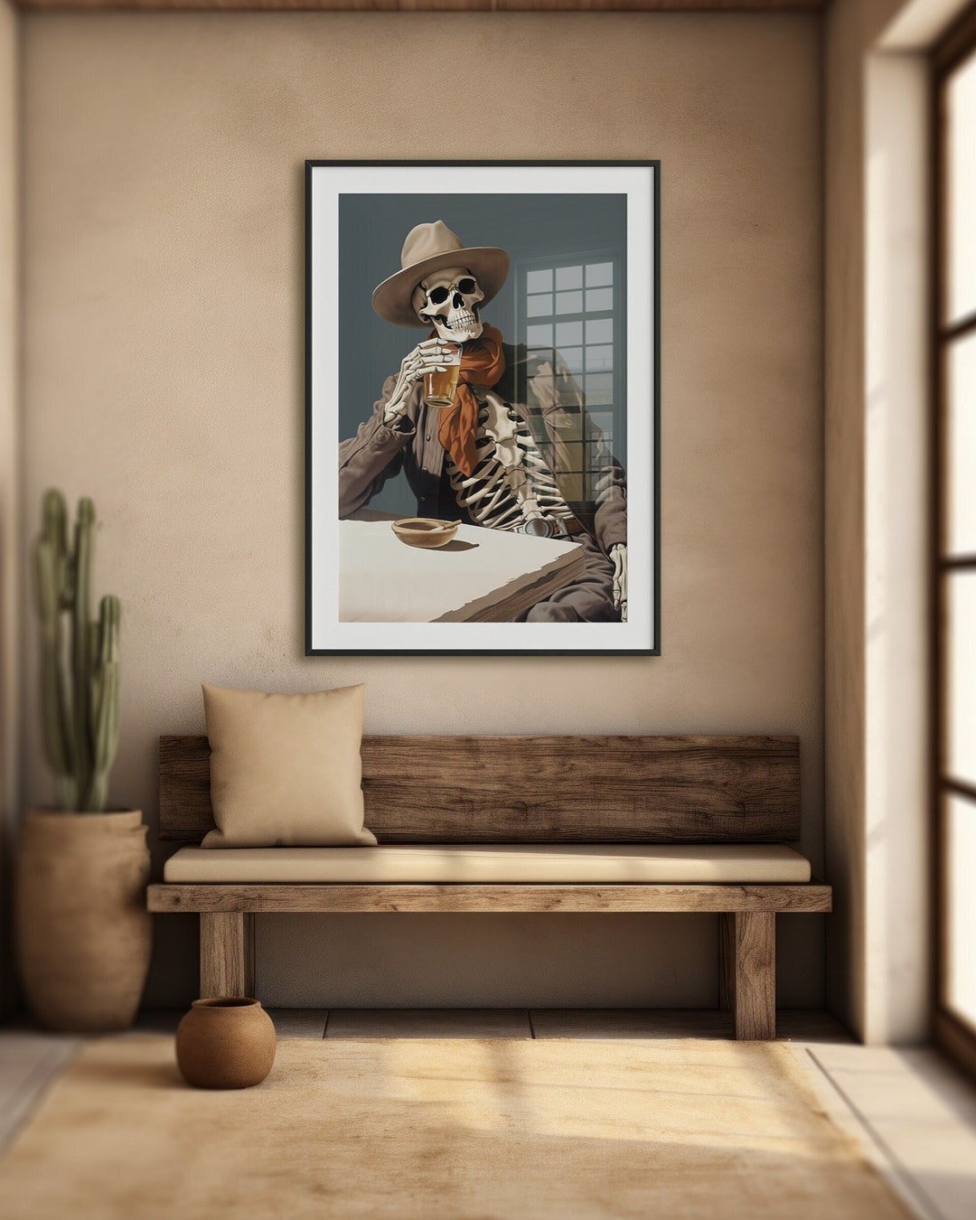 Dead Man's Drink / Retro Skeleton Cowboy Art, Western Wall Art, Cowboy ...