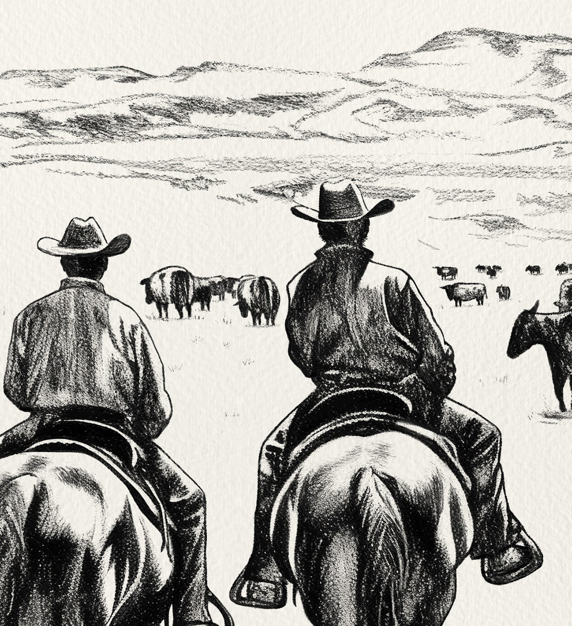 Wranglers on the Range / Western Wall Art, Desert Landscape Print ...