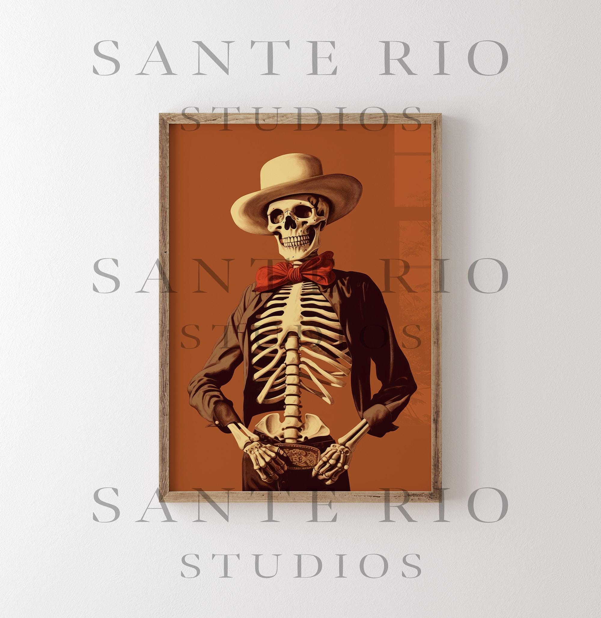 Bony Bandit: Retro Skeleton Cowboy Art Print, Southwestern Eclectic ...