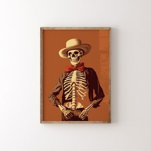 Bony Bandit / Retro Skeleton Cowboy Art, Western Wall Art, Cowboy Retro ...