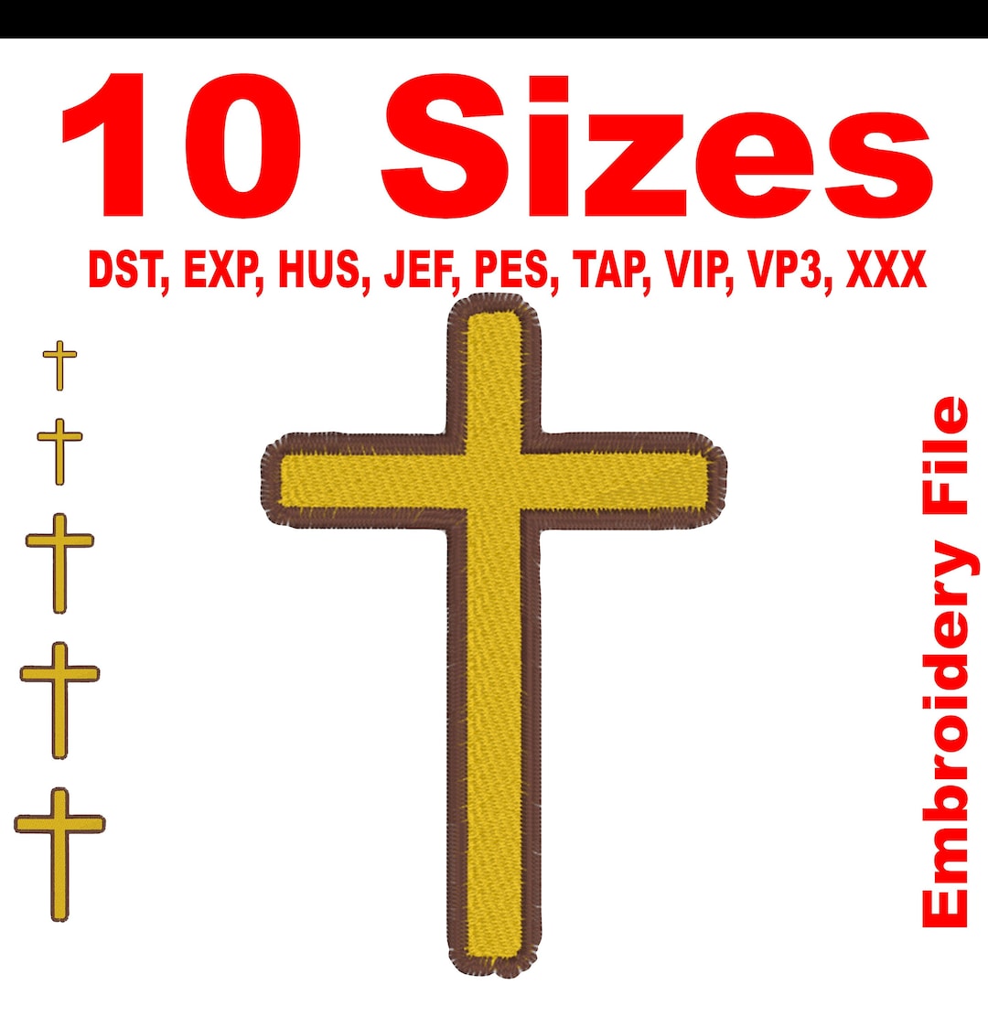 Rounded Edge Cross Embroidery Design - Multi-size & Formats ...