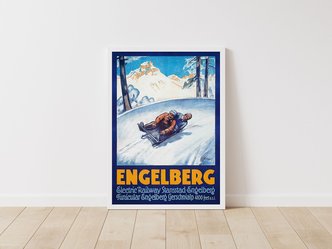 Engelberg Switzerland Vintage Ski Poster - Framed Print - Canvas Art ...