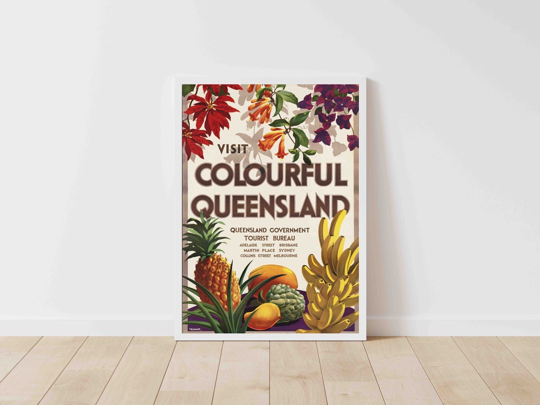 Visit Colourful Queensland Australia Vintage Travel Poster Print ...