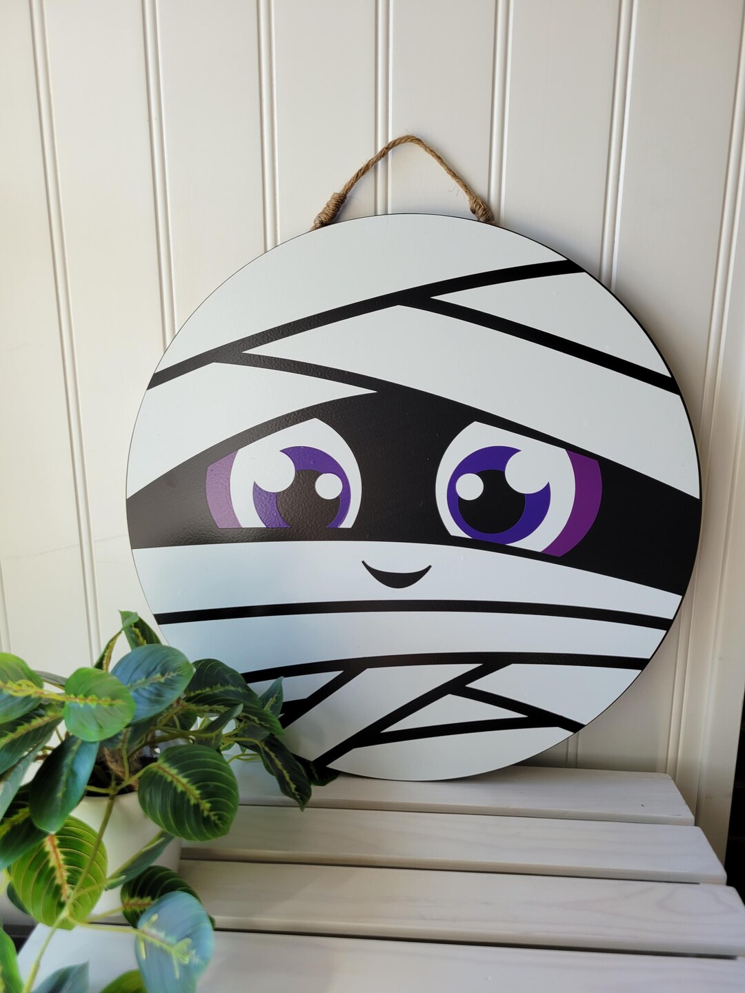 Mummy Front Door Hanger, Halloween Door Hanger, Mummy, Fall Wreath ...