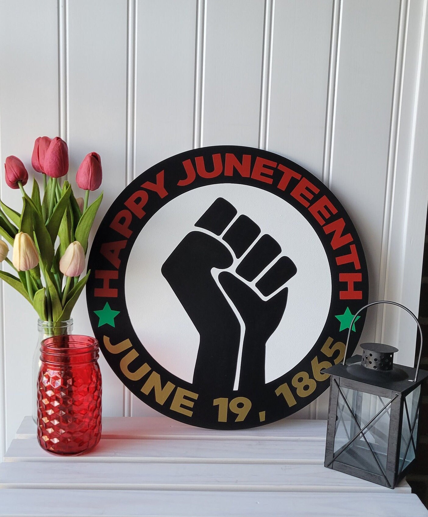 Wall Art, Juneteenth, Happy Juneteenth Door Hanger Sign, Front Door ...