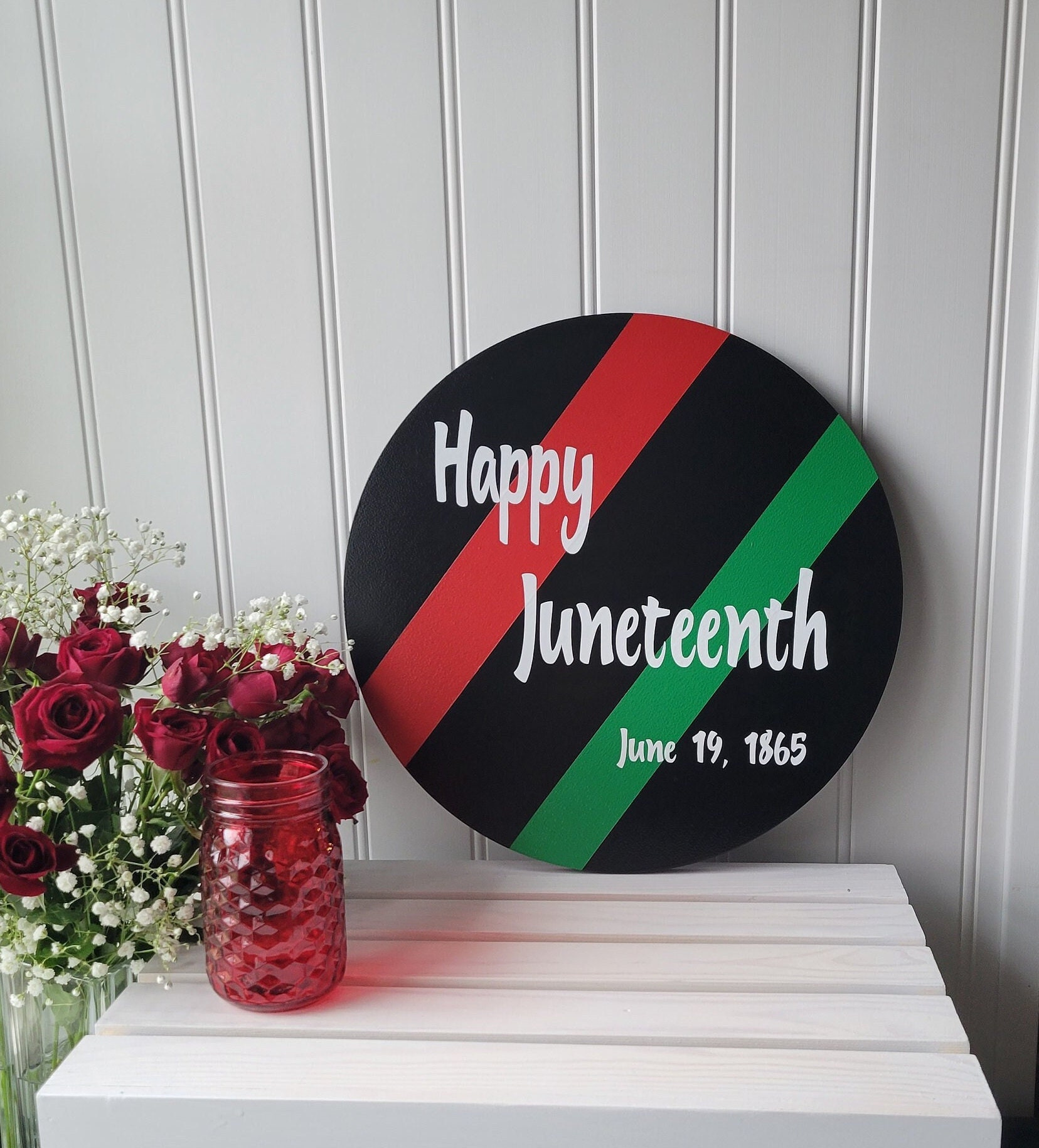 Wall Art, Juneteenth, Happy Juneteenth Door Hanger Sign, Front Door ...