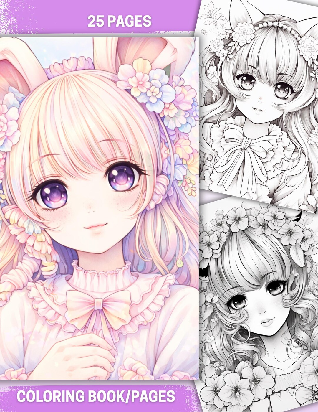 Kawaii Anime Girls Coloring Book | Art, Relaxing | Printable PDF ...