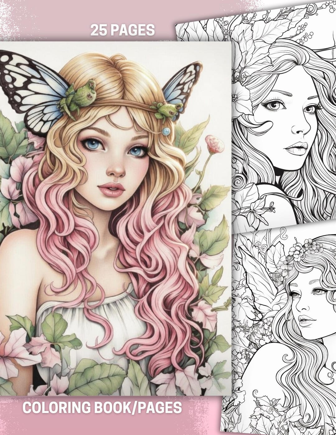 Fairy Coloring Book – 25 Fantasy Illustrations for Teens & Adults (PDF ...