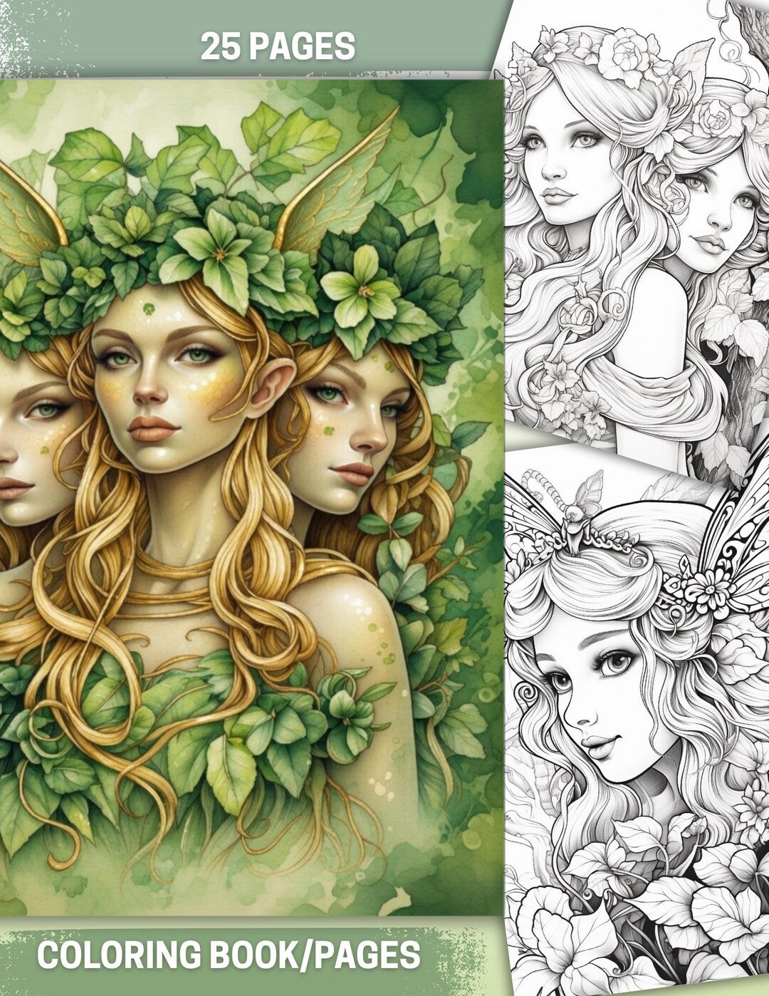Fairy Coloring Book: 25 Fantasy Art Pages for Teens & Adults (PDF ...