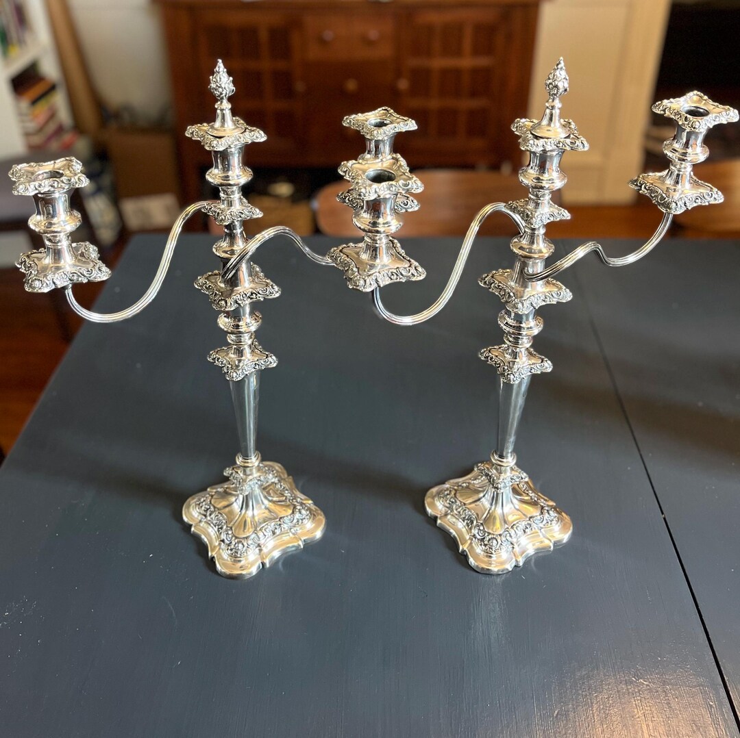Pair of Vintage Gotham Silver Candelabra - Convertible 1,2,3 Weighted ...