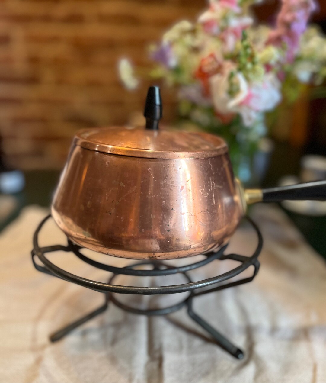 Swiss Copper Fondue Pot Stand - Etsy