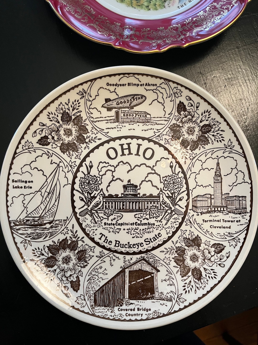Ohio the Buckeye State Plate - 1950s - Wilbur Evans - Cleveland OH ...