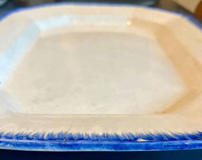 Leeds Blue and White Feather Edge Platter With Cut Corners - 19th ...
