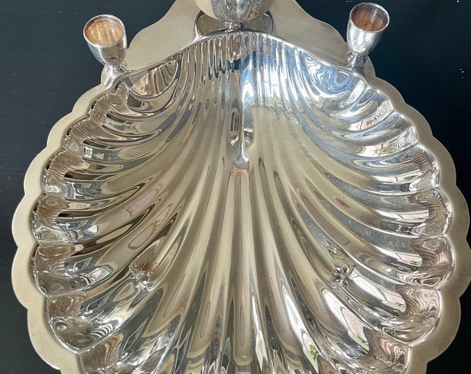 Vintage - Sterling Silver Plated Footed Clam Shell Bowl / Candle Holder ...