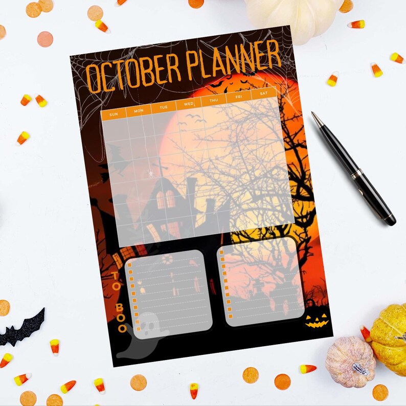 Halloween Calendar Printable, Monthly Planning PDF, Spooky Organizer ...