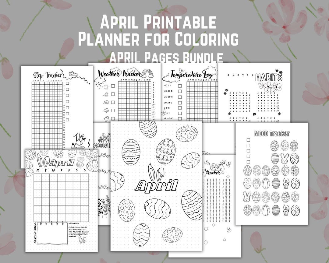 April Printable Planner for Coloring | A4 & A5 PDF | Habit Tracker ...