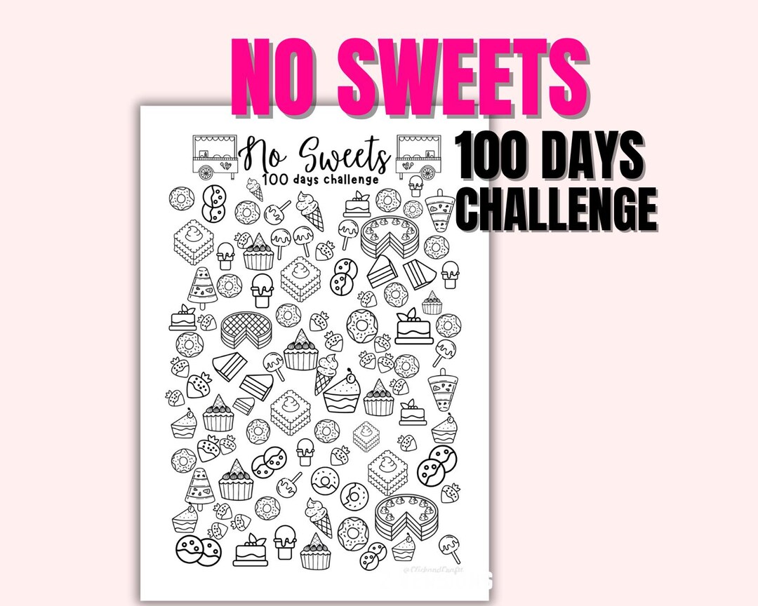 No Sweets 100 Days Challenge | Fun Doodle Habit Tracker | Printable ...