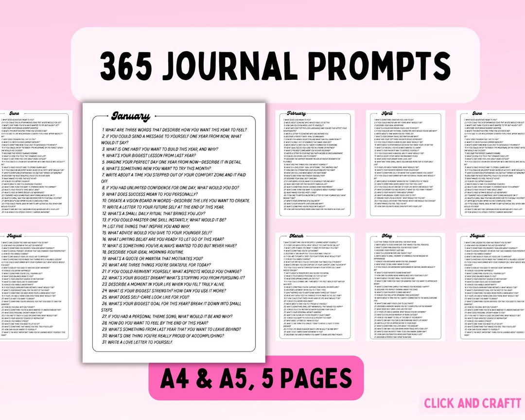 365 Journal Prompts – Daily Writing Prompts for Self-discovery | A5 ...