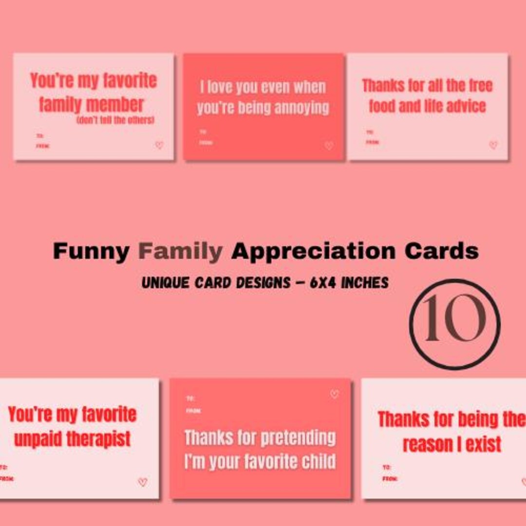 10 Family Gratitude Cards | Printable Appreciation Notes for Parents ...
