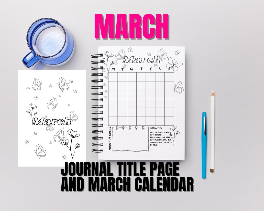 March Title Page - March Calendar - Journal Title Page and Calendar Set ...