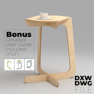 Modern Minimalist C-side Table CNC Router Cutting DXF File Wooden ...