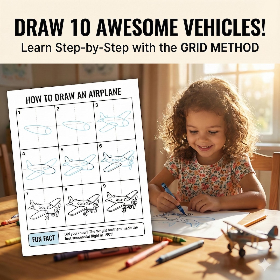 Vehicle Drawing Guide for Kids Step-by-step Printable STEM Activity How ...