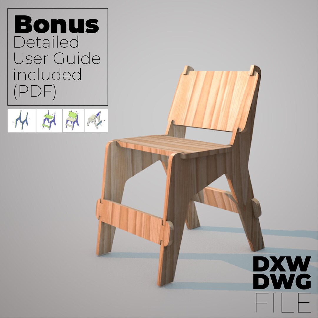 Modern Minimalist Chair CNC Router Cutting DXF File Wooden Bedside ...