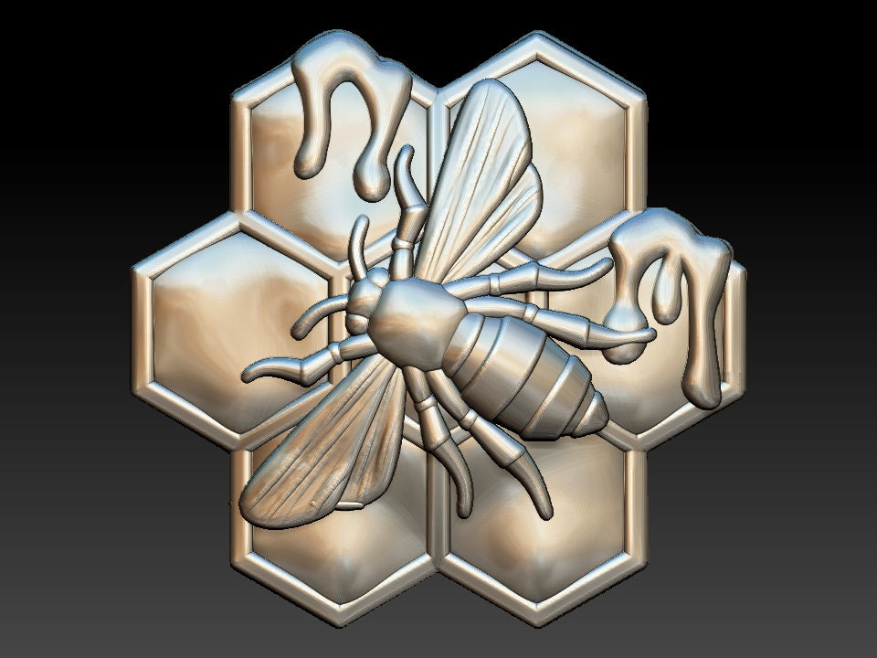 Bee With Honeycomb STL Files for CNC Router, Moulds, Molds, Printing ...
