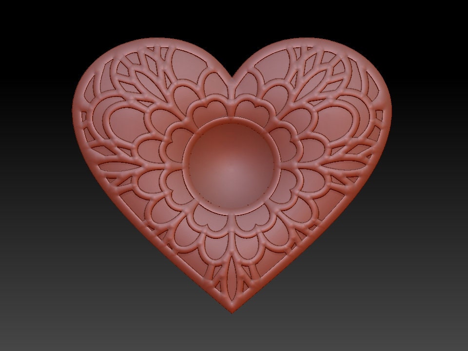 Heart With Pattern STL Files for CNC Router, Moulds, Molds, Printing ...