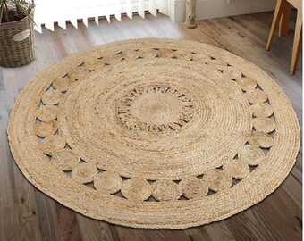 4x4 6x6 8x8 Ft. Natural Hand Made Jute Round Rug Bohemain Jute - Etsy