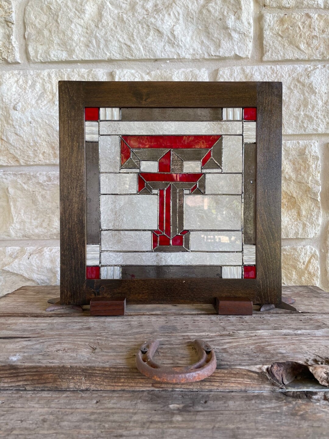 Texas Tech (TT / Red Raider) Art Decor Stained Glass, in Freestanding ...