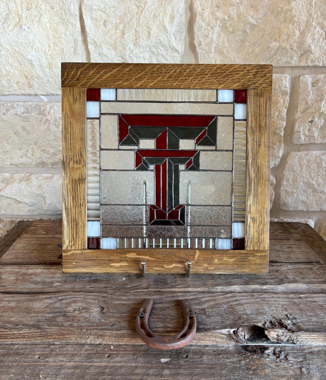Texas Tech (TT / Red Raiders) Stained Glass Decor in Oak Frame ...