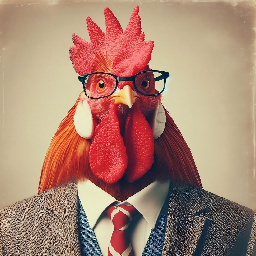Funny Chicken Wall Art - Quirky Animal Decor for Office or Home ...