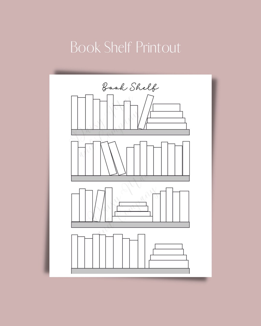Book Shelf Printout - Etsy