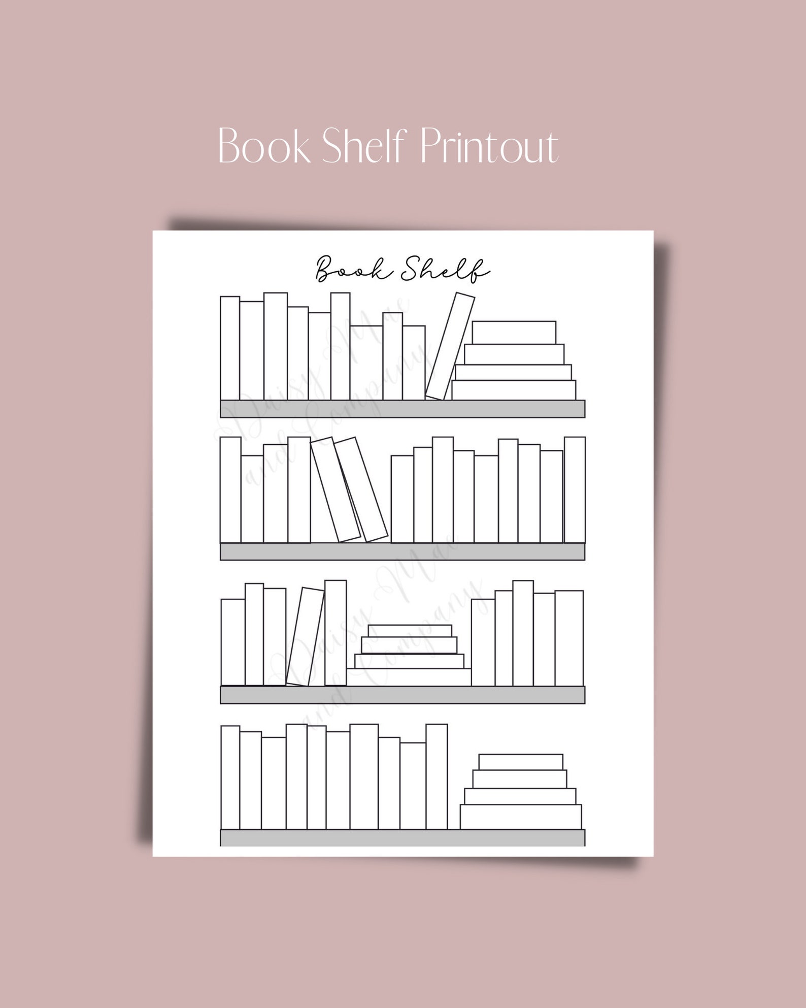 Book Shelf Printout - Etsy